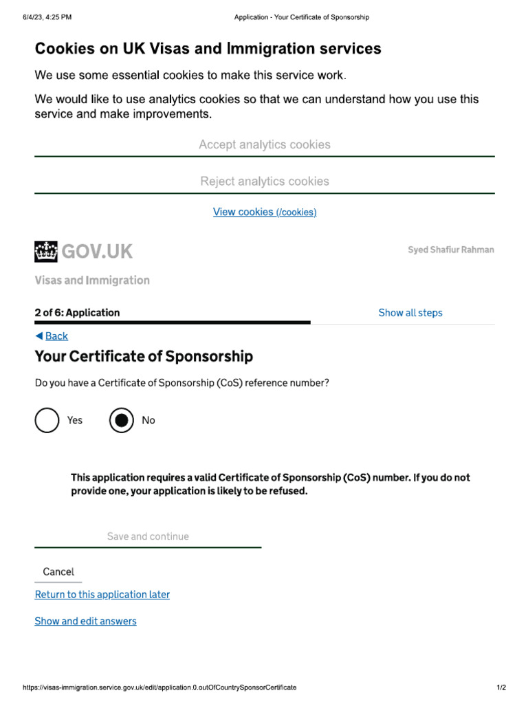 Application For Uk Visa | PDF