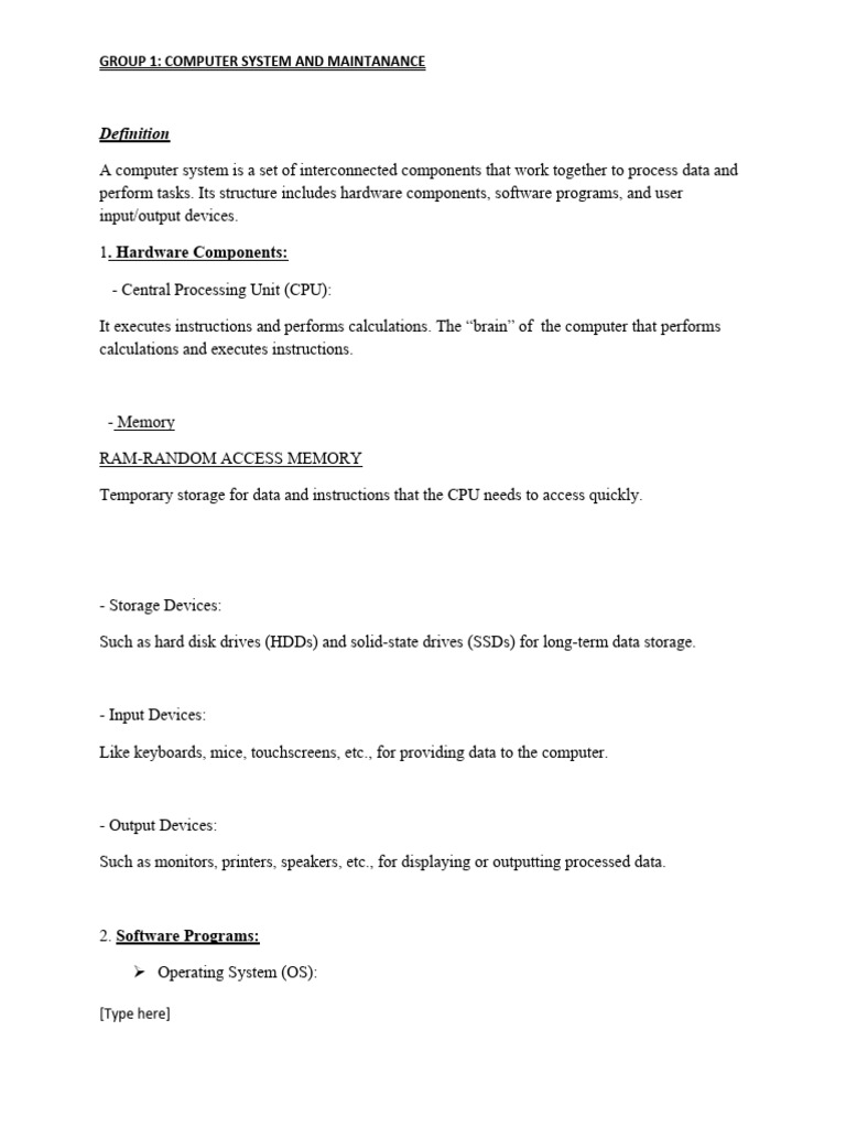 Group 1 Comp System | PDF | Computer Data Storage | Hard Disk Drive