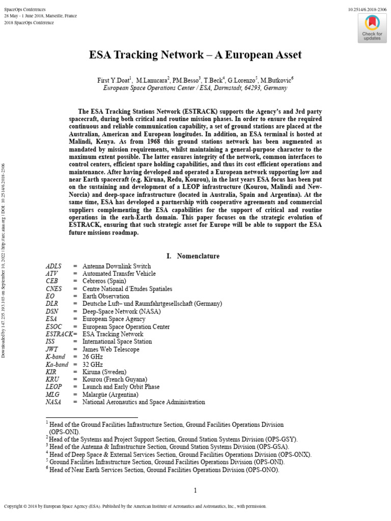 ESA Tracking Network | Download Free PDF | European Space Agency | Nasa ...