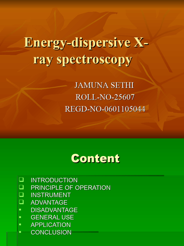 Energy Dispersive X-Ray Spectroscopy Overview | PDF | Energy Dispersive ...
