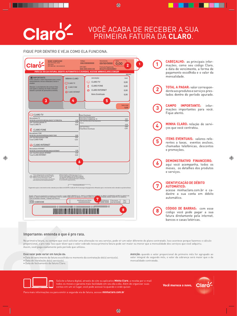 Fatura Claro Residencial | Download grátis PDF | Pro rata