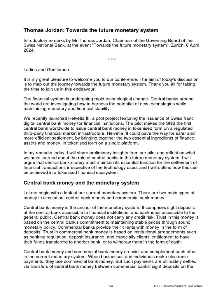 Thomas Jordan-Towards The Future Monetary System | PDF | Money | Central Banks