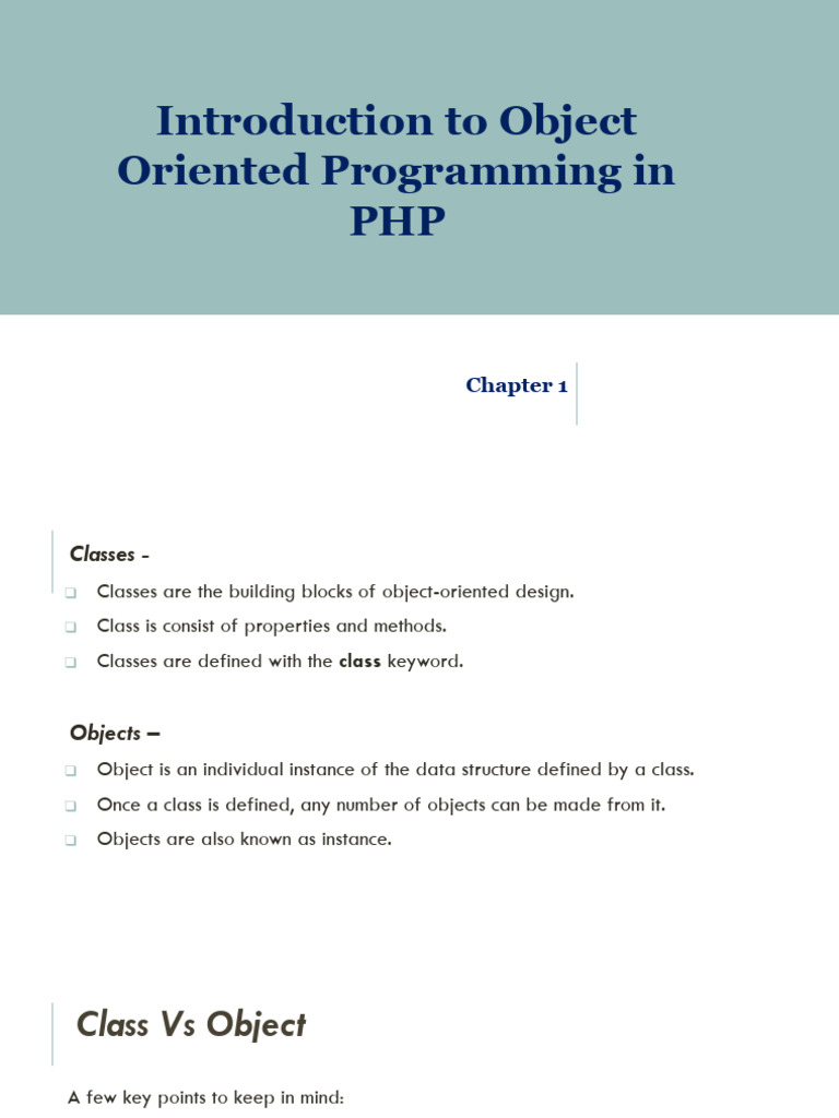 Chapter 1 Oop In Php 1pptx Pdf Class Computer Programming Object Oriented Programming