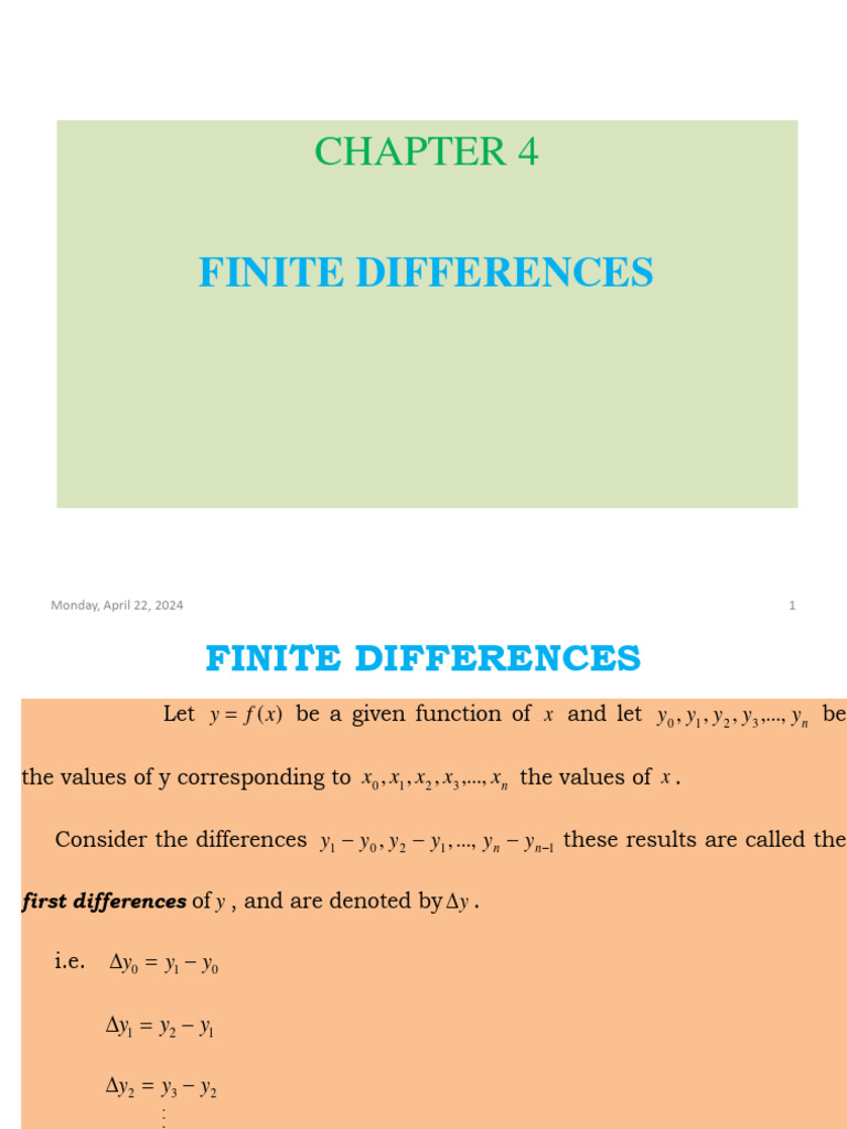 Numeric PPT (chapter 4) | PDF | Finite Difference | Interpolation