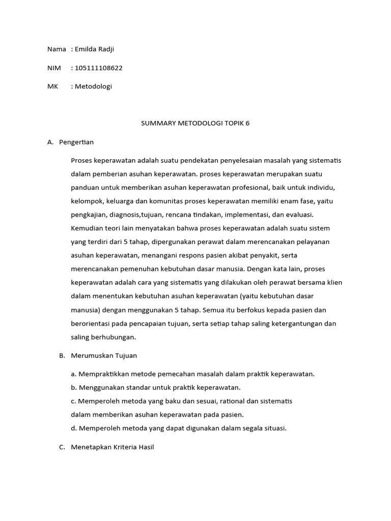 Summary Metodologi Topik 6 (Emilda Radji) | PDF