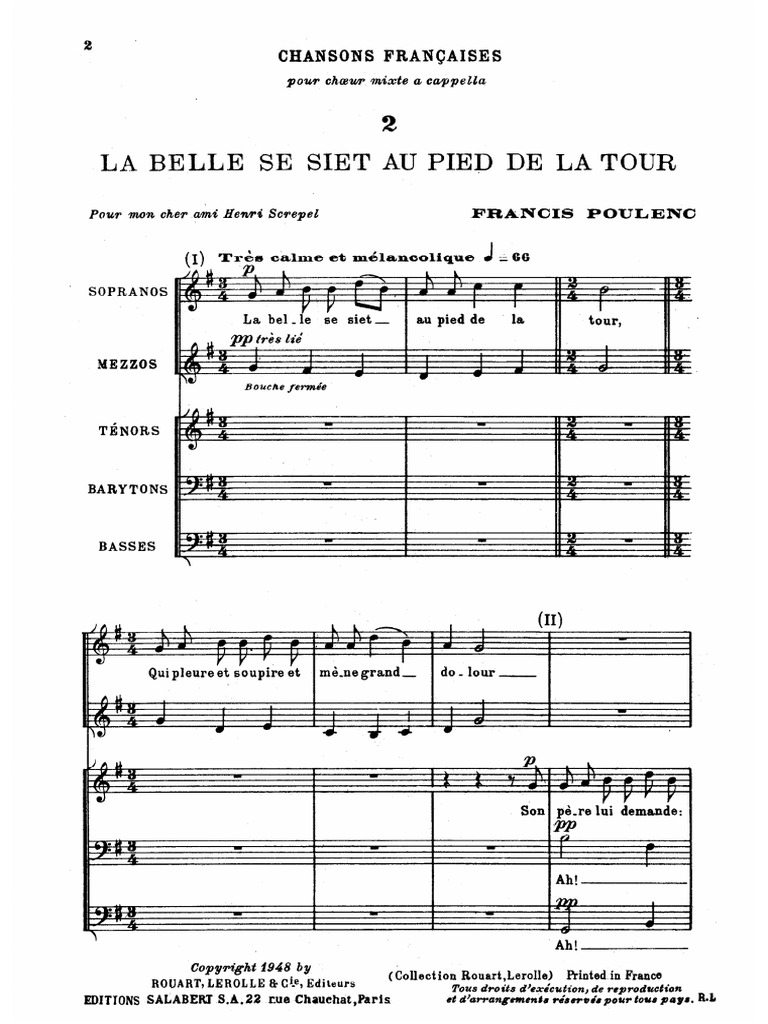 Francis Poulenc - La Belle Se Sied Au Pied de La Tour | PDF