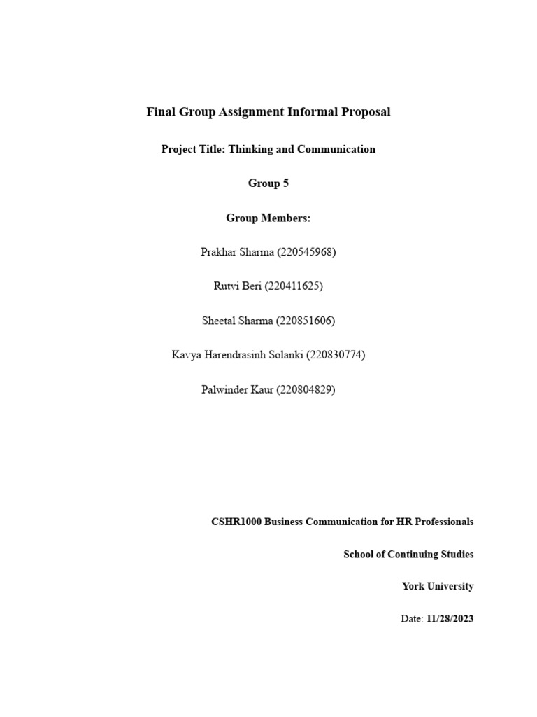 Team 5 - Informal Proposal | PDF | Communication | Critical Thinking