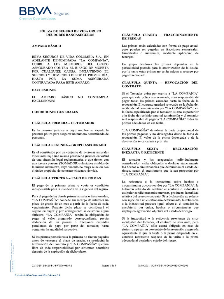 Clausulado Vida Deudor | PDF