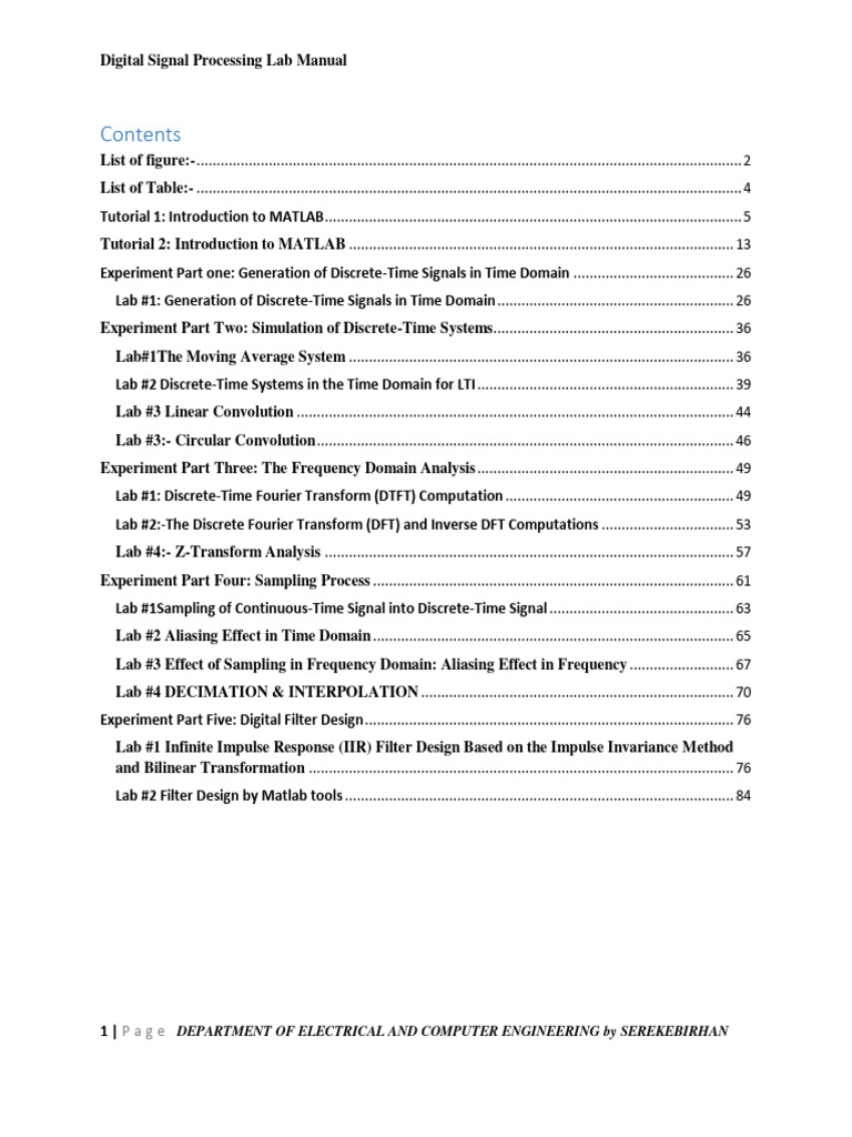 lab man dsp | PDF | Matrix (Mathematics) | Discrete Fourier Transform