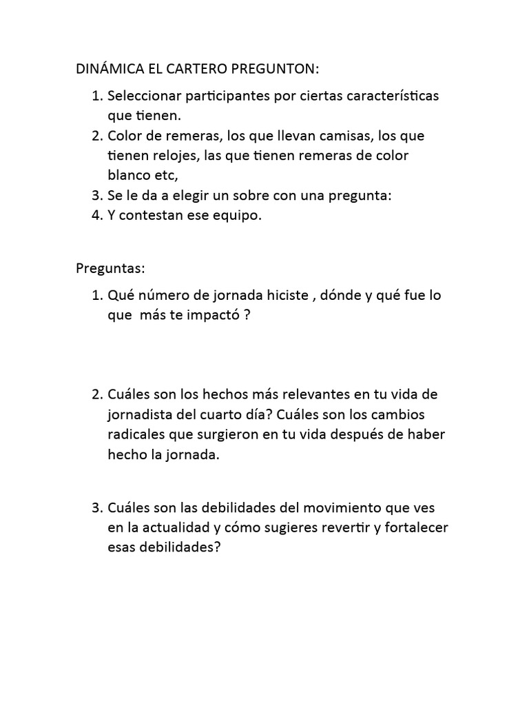 Dinámica El Cartero Pregunton | PDF