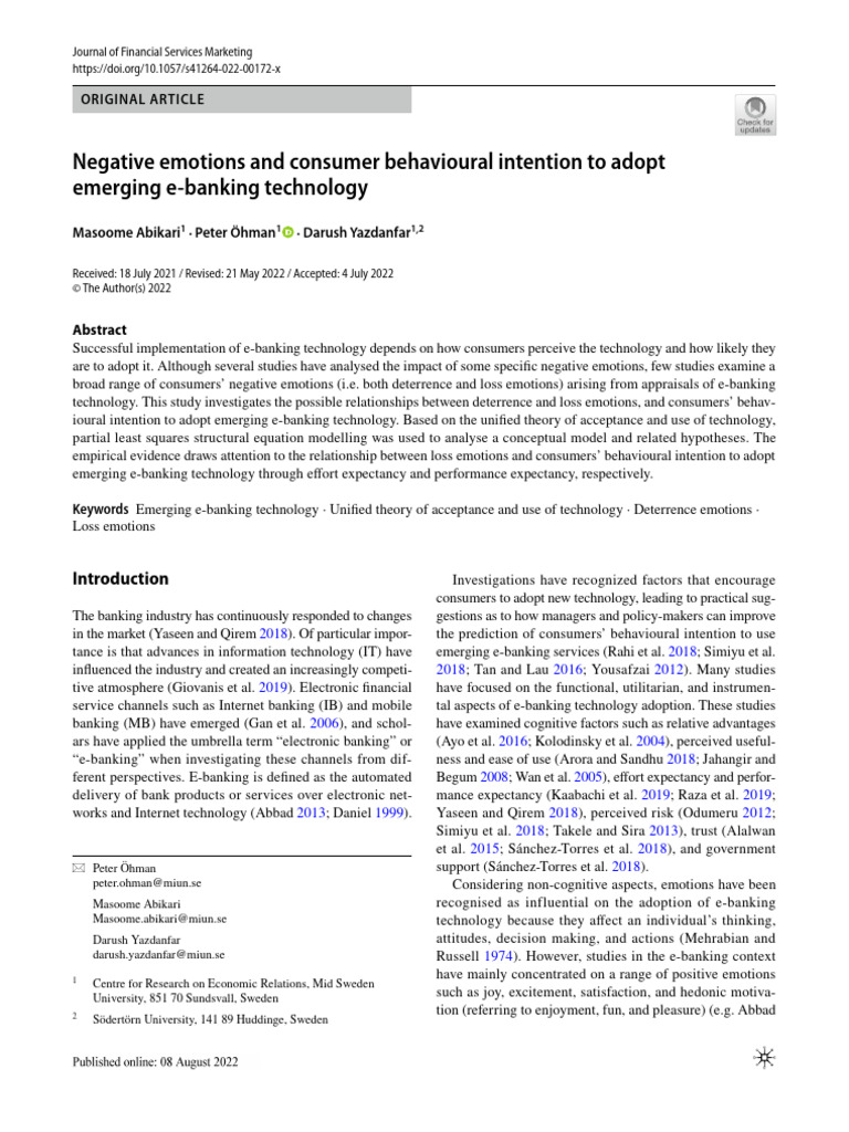 Negative Emotions and Consumer Behavioural Intention To Adopt | PDF | Emotions | Survey Methodology