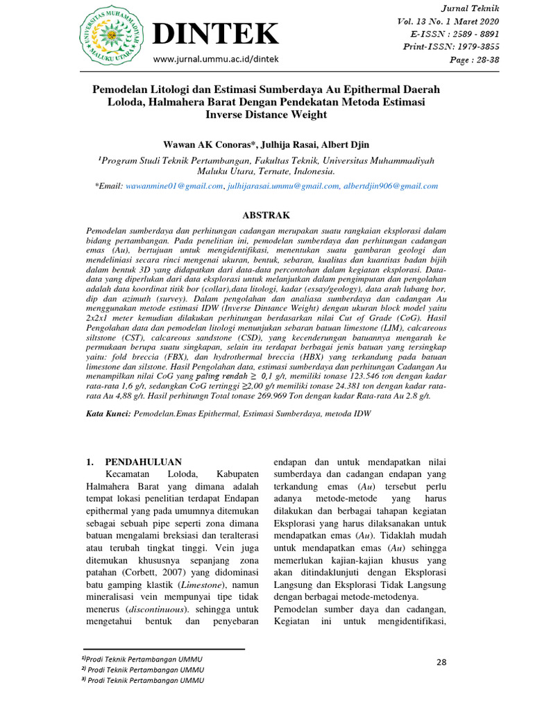 Pemodelan Sumberdaya Dan Perhitungan Cadangan Emas | PDF