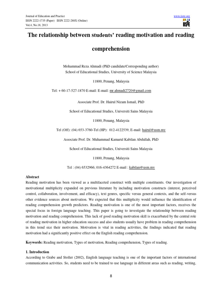 4-The Relationship Between Students' Reading Motivation and Reading Comprehension | PDF ...