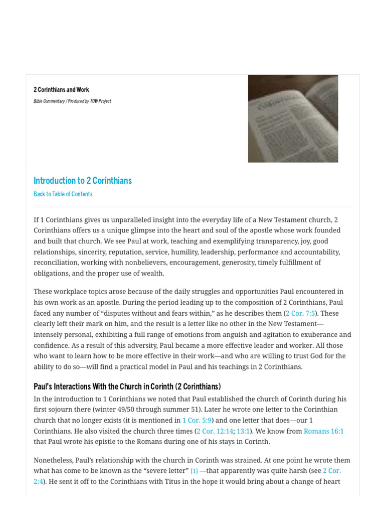 2 Corinthians and Work _ Theology of Work | PDF | Paul The Apostle | First Epistle To The ...