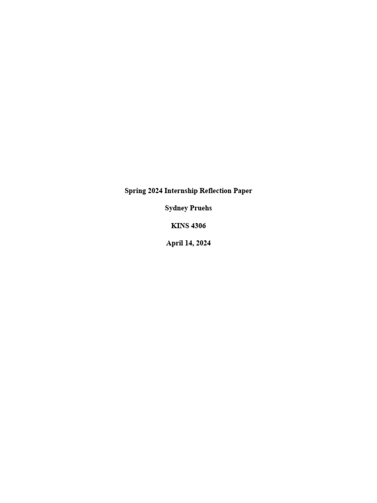 Reflection Paper - Internship 2024 | Download Free PDF | Internship ...
