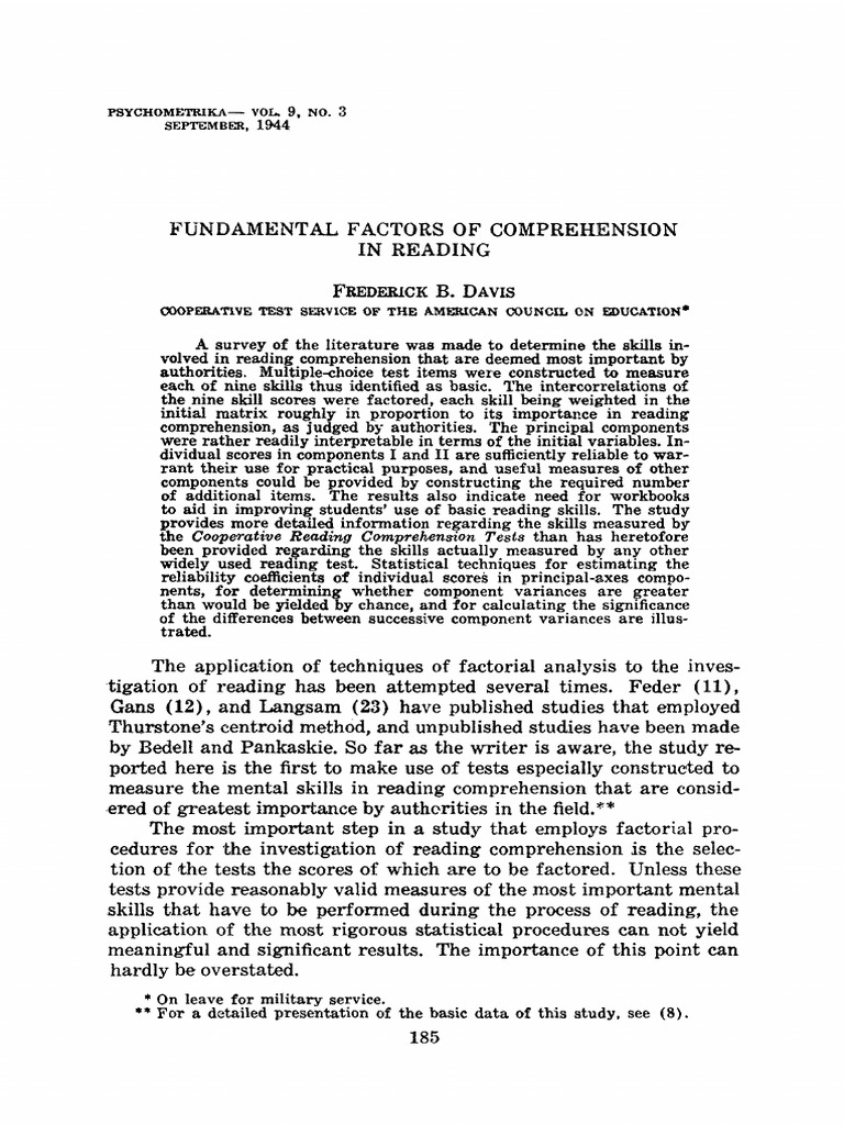 6-Fundamental Factors of Comprehension in Reading | PDF | Factor ...