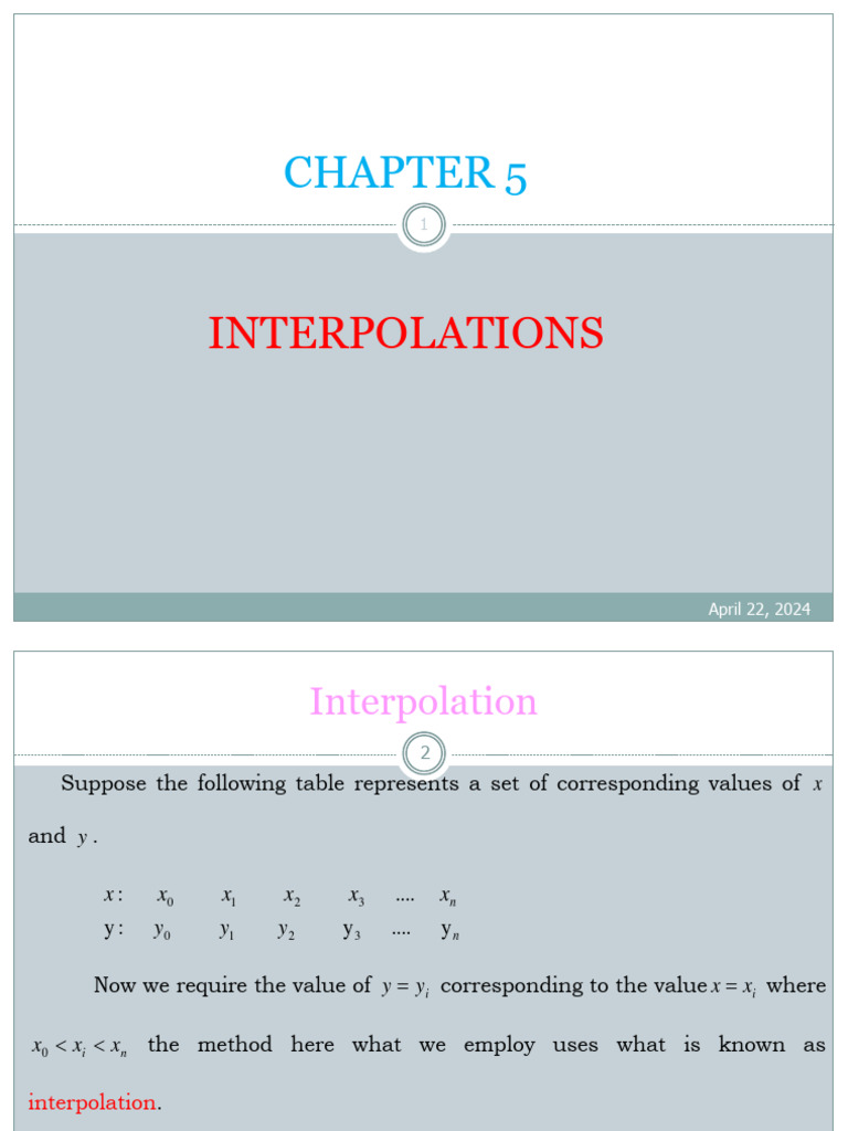 Numeric PPT (Chapter 5) | PDF | Interpolation | Algorithms