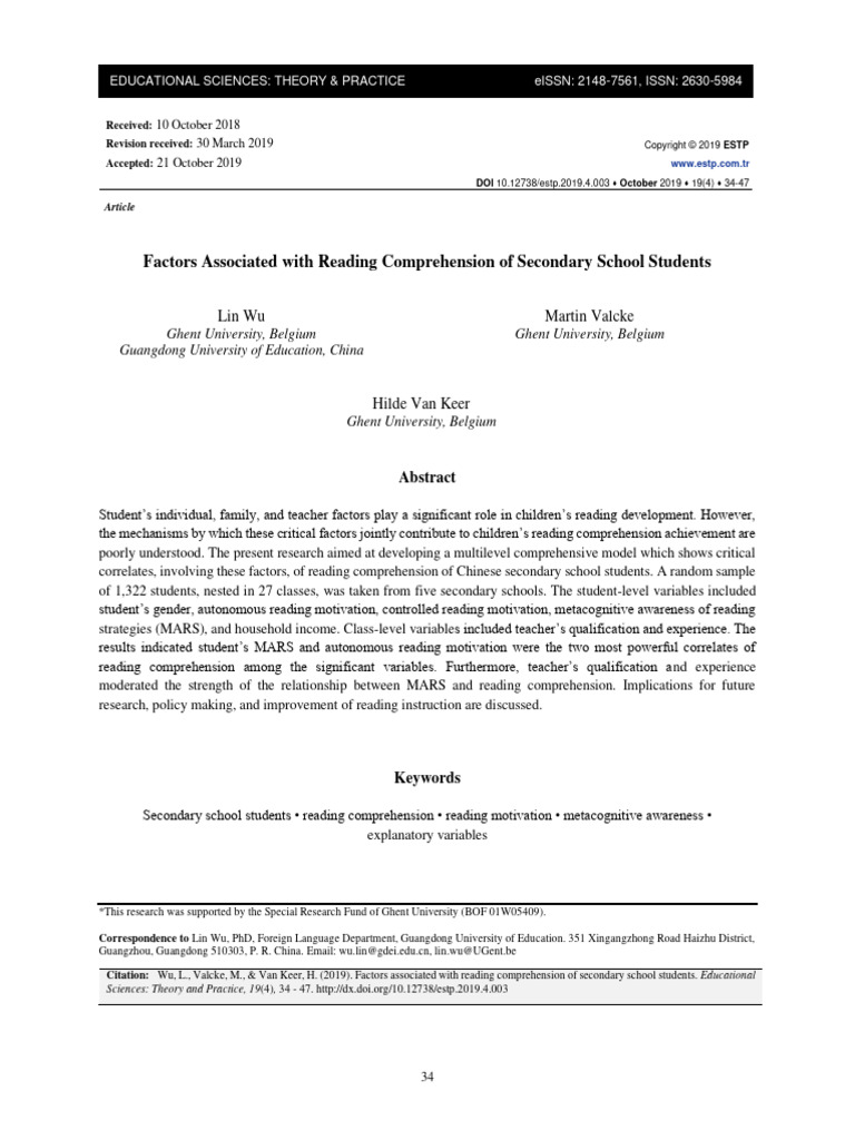 7-Factors Associated With Reading Comprehension of Secondary School ...