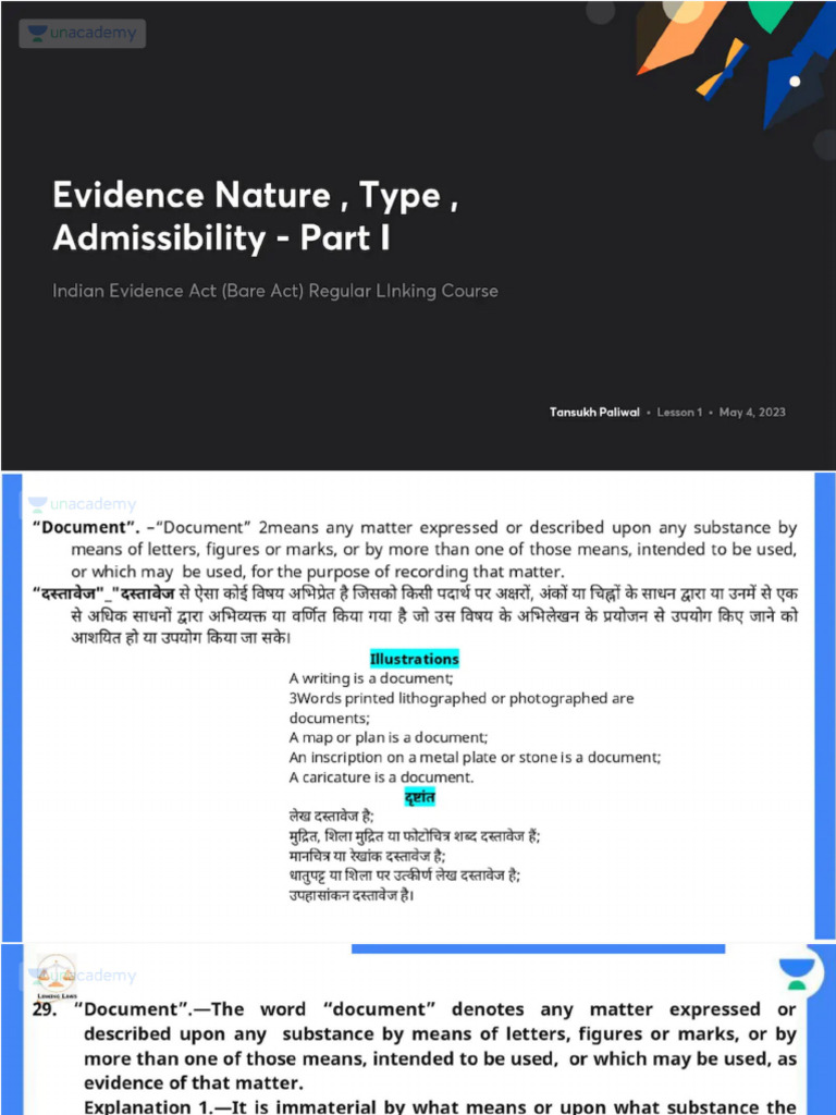 Evidence Nature Type Admissibility Part I No Anno | PDF