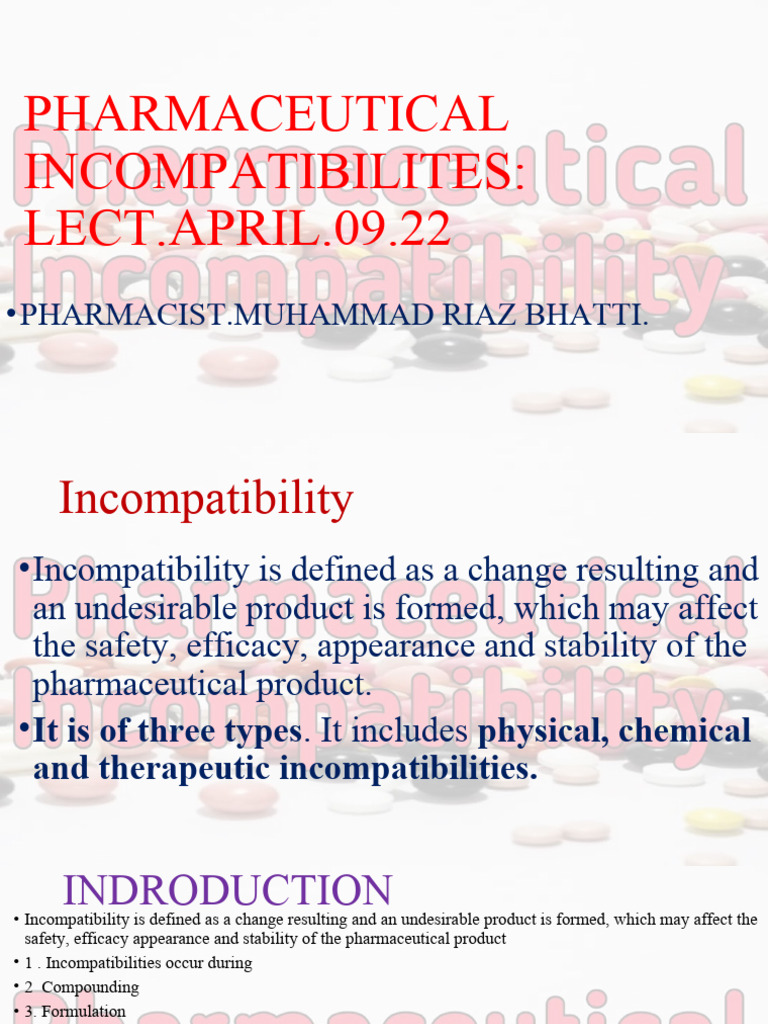 Pharmaceutical Incompatibilities. | PDF | Solubility | Precipitation ...
