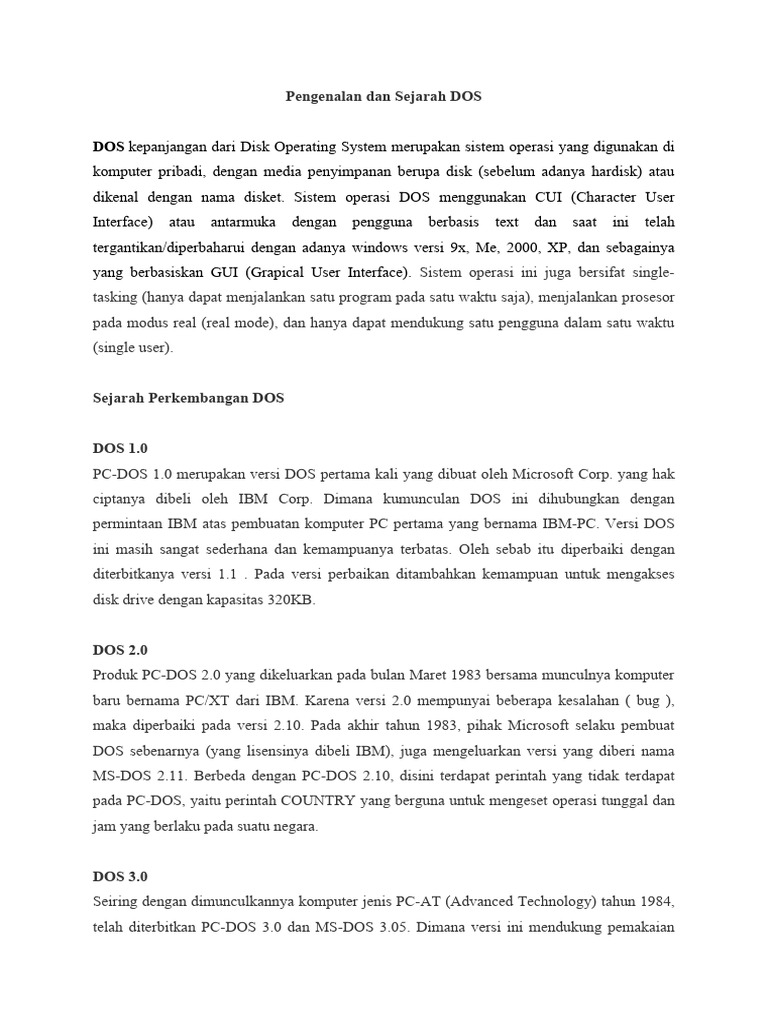 Pengenalan dan Sejarah DOS | PDF