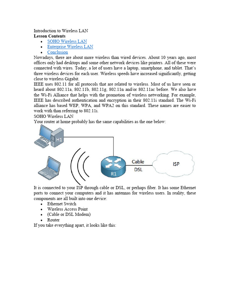 Wireless LAN Basics: SOHO & Enterprise | PDF | Wireless Lan | Ieee 802.11