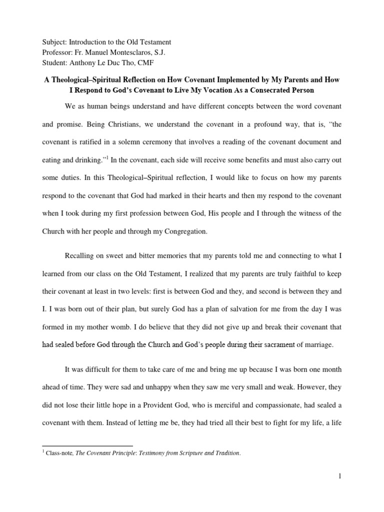 3rd Reflection | PDF | Covenant (Biblical) | Eucharist