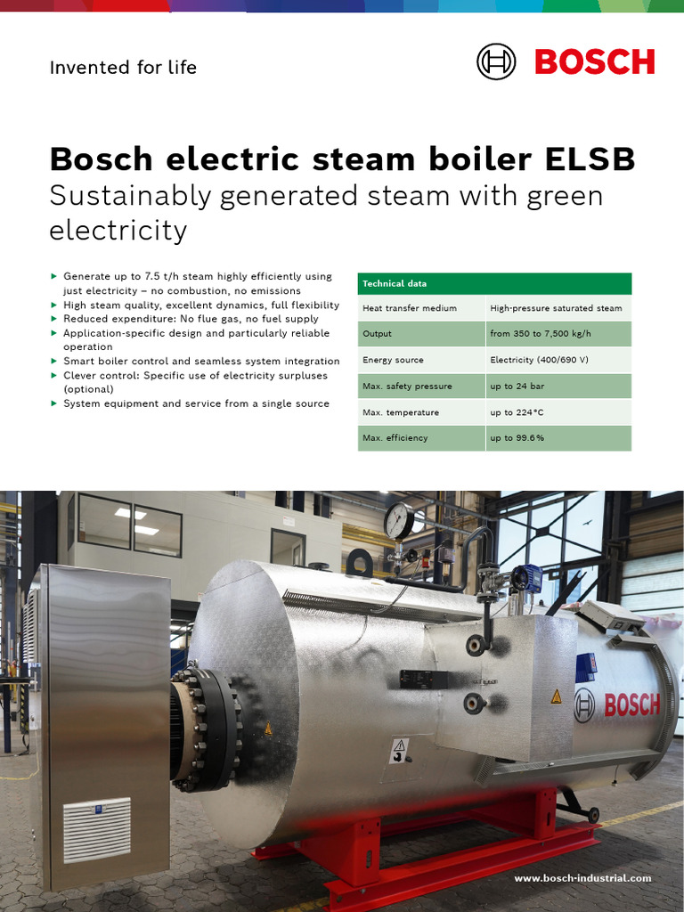 Bosch ELSB Electric Steam Boiler Overview | PDF | Boiler | Steam
