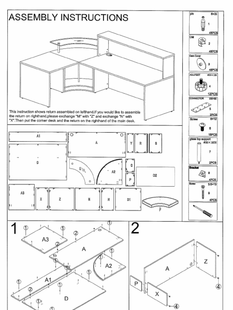 Assembly Instructions Curve Reception Desk | PDF