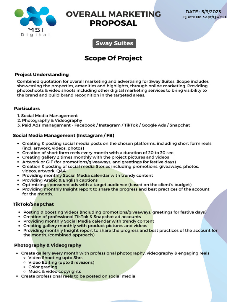 Sway Suites Marketing Proposal - MSI Digital | PDF | Popular Culture ...