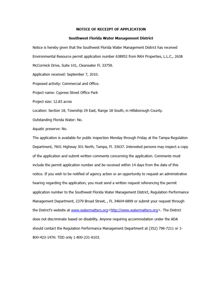 Notice of Receipt | PDF