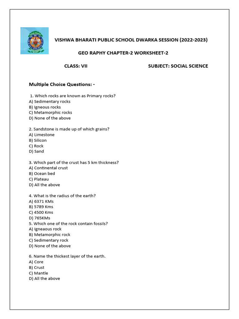 GEOGRAPHY CH-2 WORKSHEET 2 | PDF