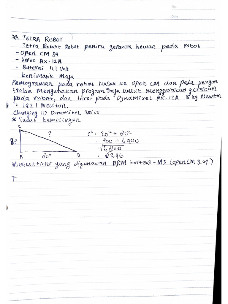 Tugas Ringkasan Presentasi Robot Berkaki Berbasis Motor Dinamixel Ax-12A | PDF