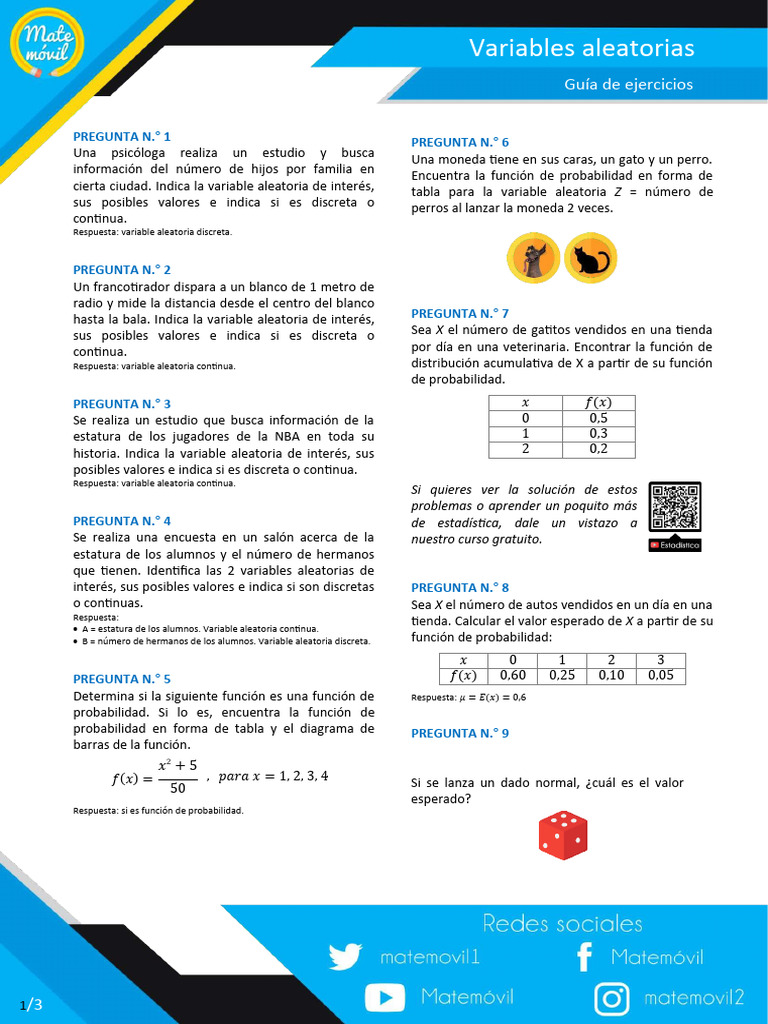 Variables Aleatorias Ejercicios Propuestos PDF | PDF | Variable aleatoria | Aleatoriedad