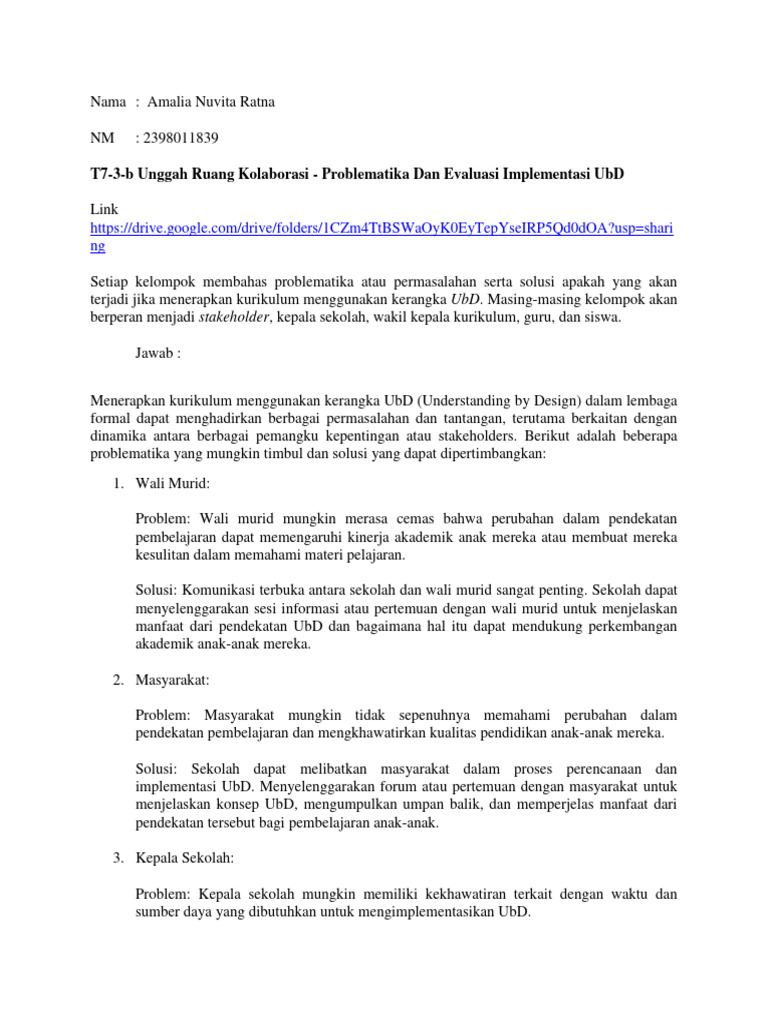 Problematika Implementasi UbD di Sekolah | PDF