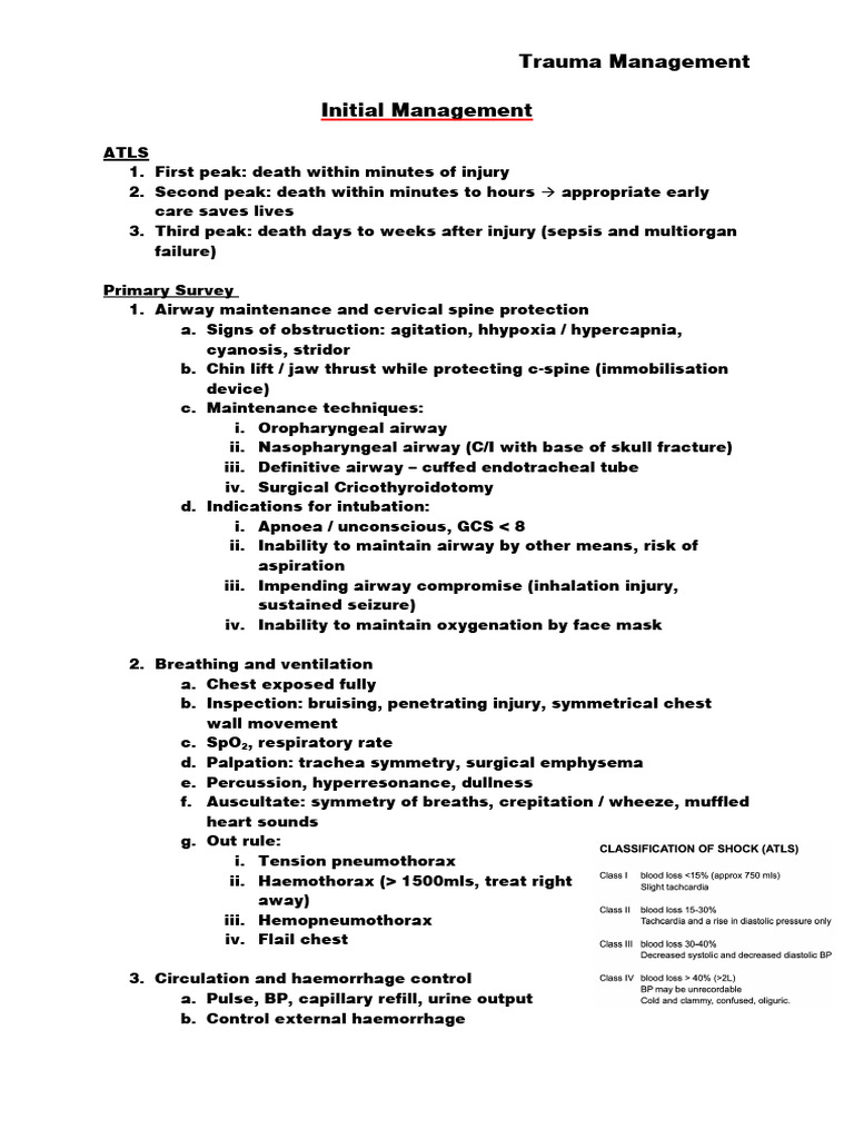Trauma Management | PDF | Major Trauma | Shock (Circulatory)