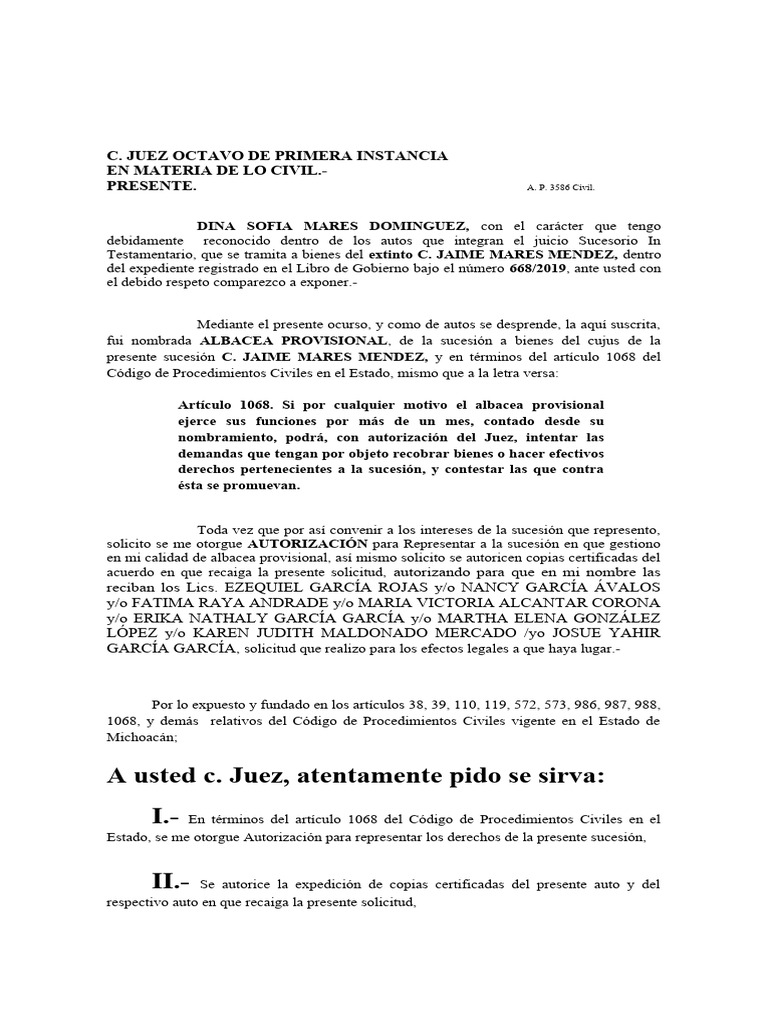 Aceptacion de Albacea | Descargar gratis PDF | Sentencia (ley) | Albacea