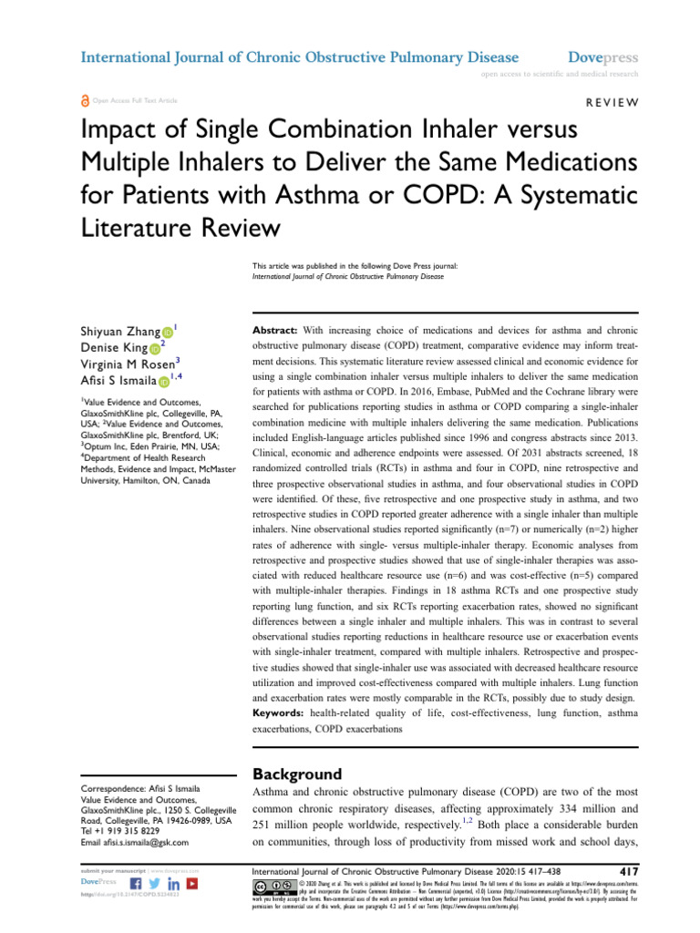 2020 Impact of Single Combination Inhaler versus Multiple Inhalers to ...