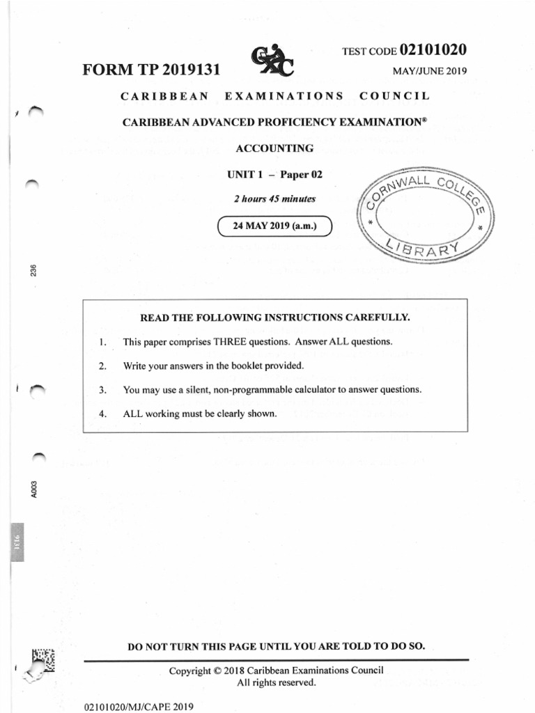 Accounts Unit 1 2019 PPR 02 | PDF