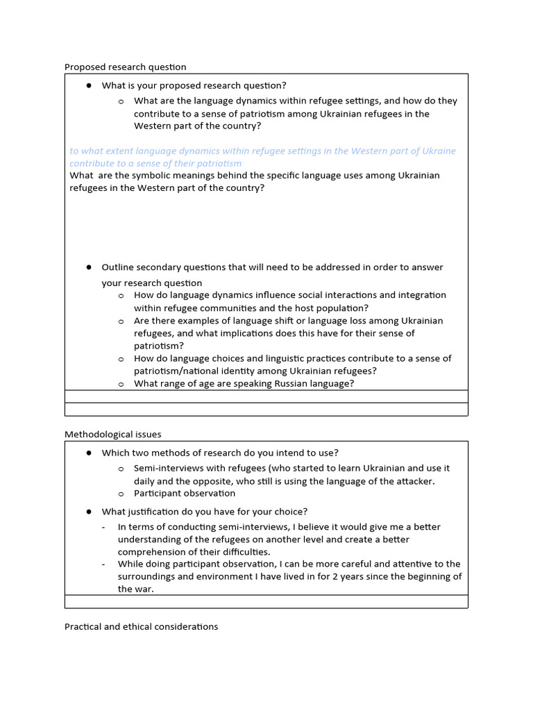Fieldwork Proposal IA Anthro | PDF | Refugee | Consent