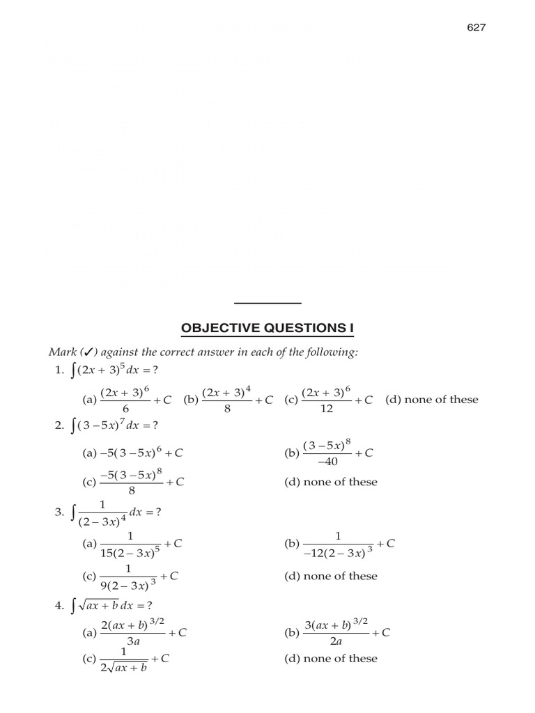 Indefinite Integrals I For Practice | PDF