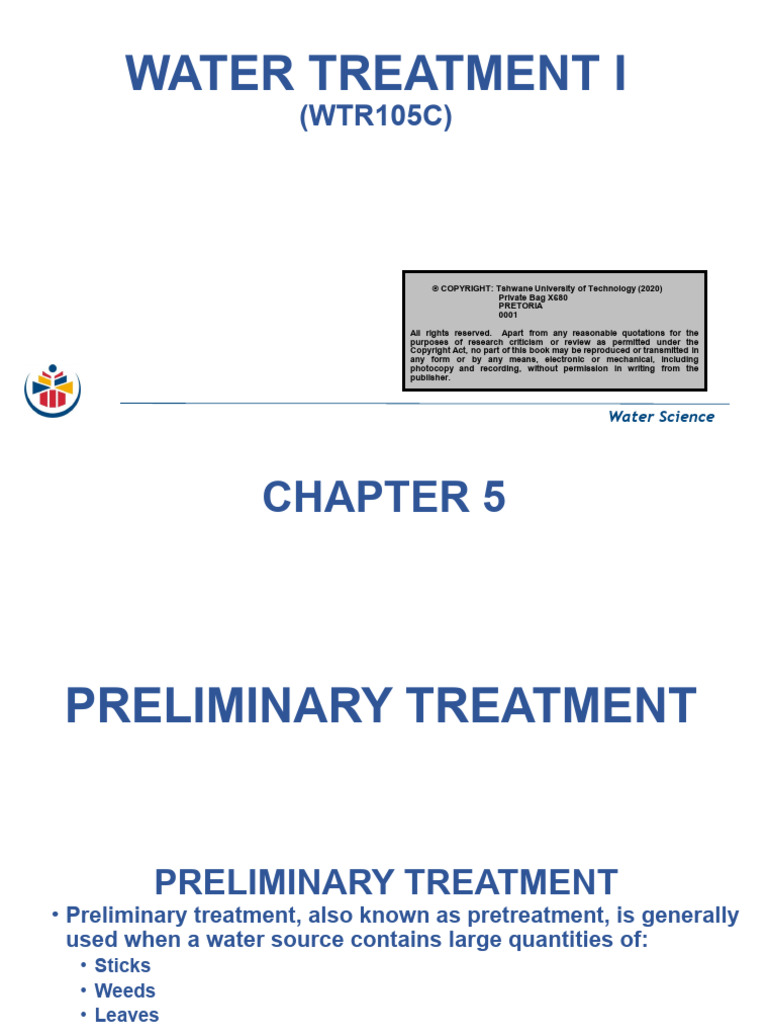Water Treatment: Preliminary Processes | PDF | Filtration | Water
