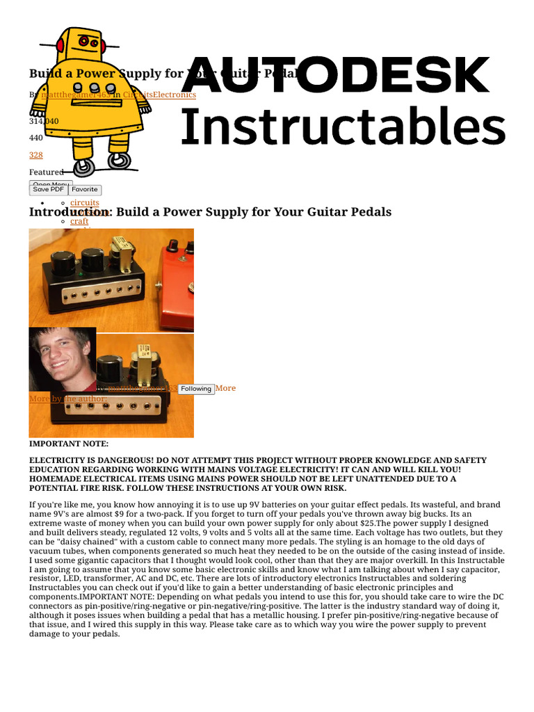 Build a Power Supply for Your Guitar Pedals _ 7 Steps (With Pictures) - Instructables | PDF ...