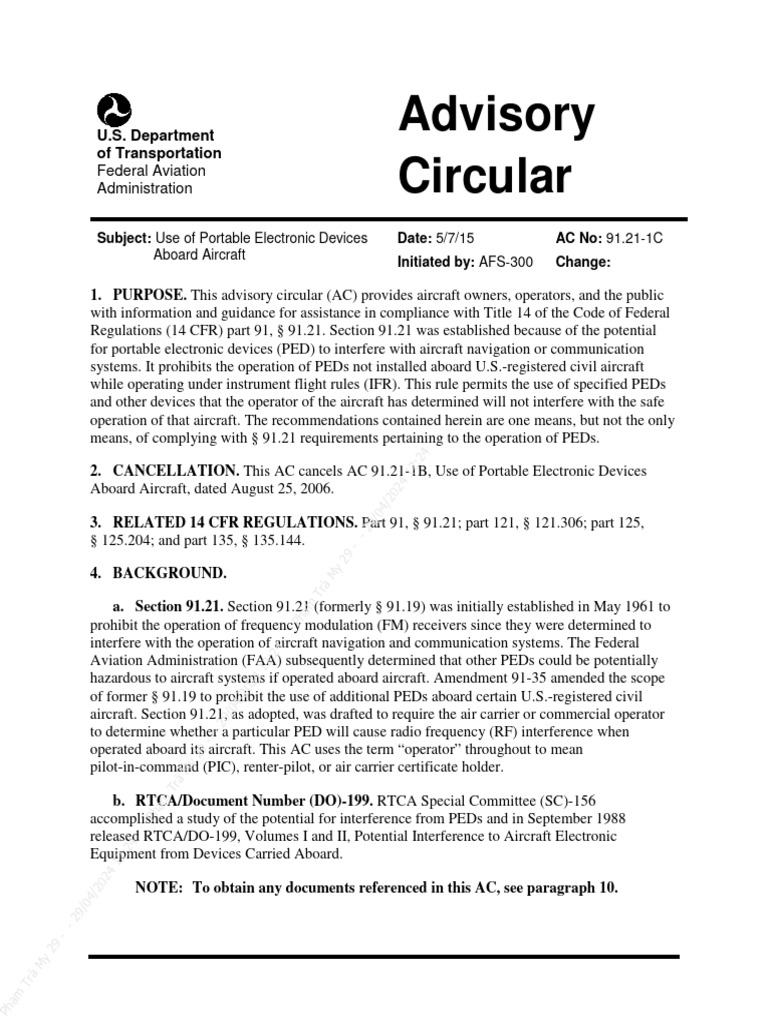 Guidelines for Portable Electronic Devices | PDF | Federal Aviation ...