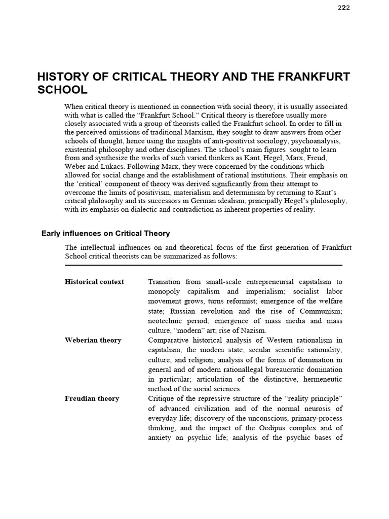 Frankfurt School: Origins of Critical Theory | PDF | Frankfurt School ...