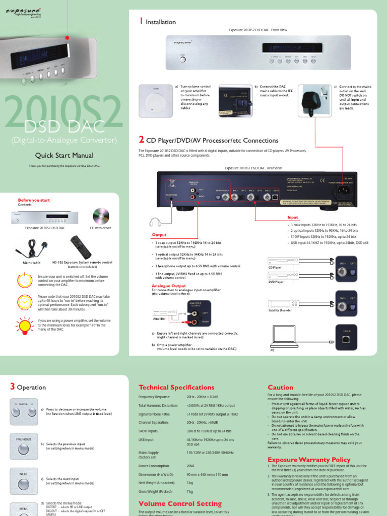 Exposure 2010S2 DSD DAC Guide | PDF | Electronics | Electrical Engineering