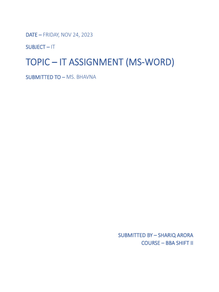 It Assignment - MS Word | PDF | Text