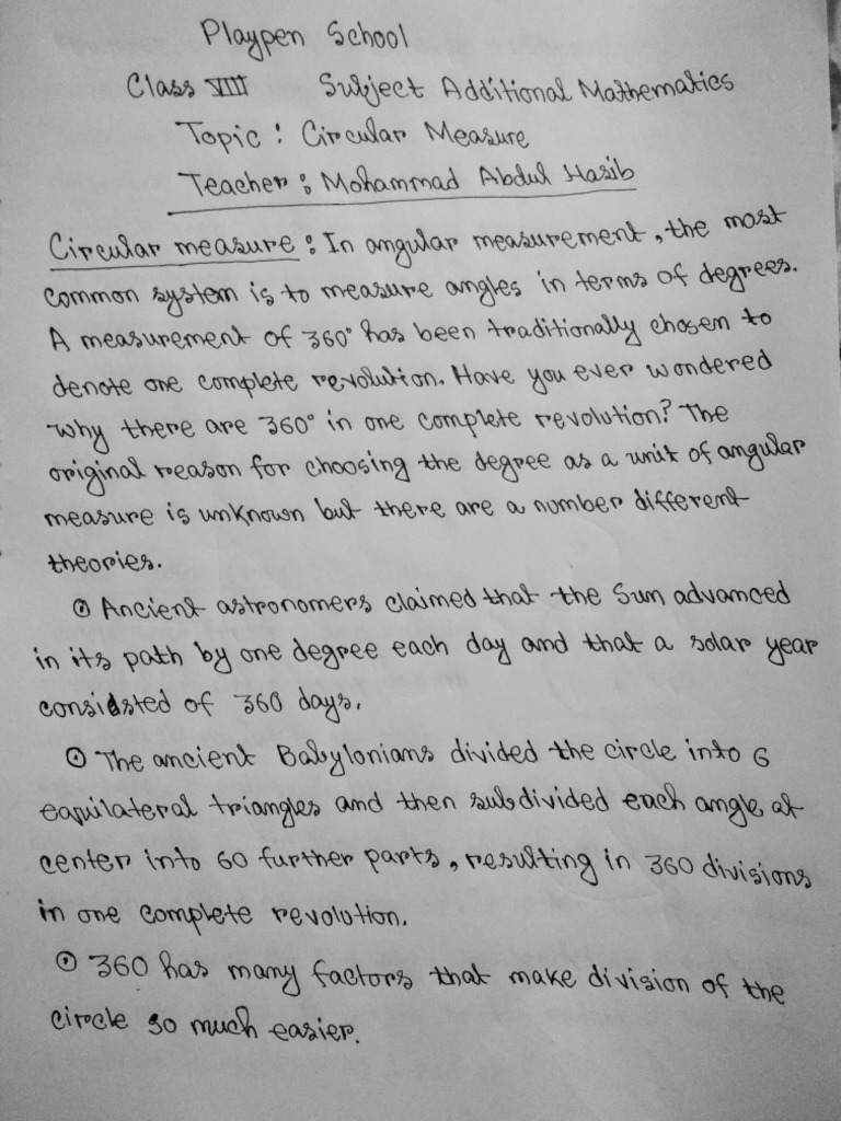 Circular Measure Notes 3 | PDF