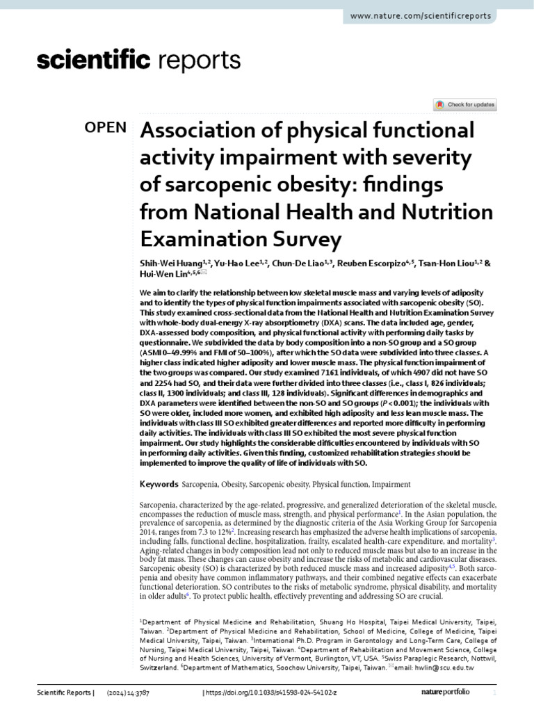 Association of Physical Functional Activity Impairment With Severity of ...