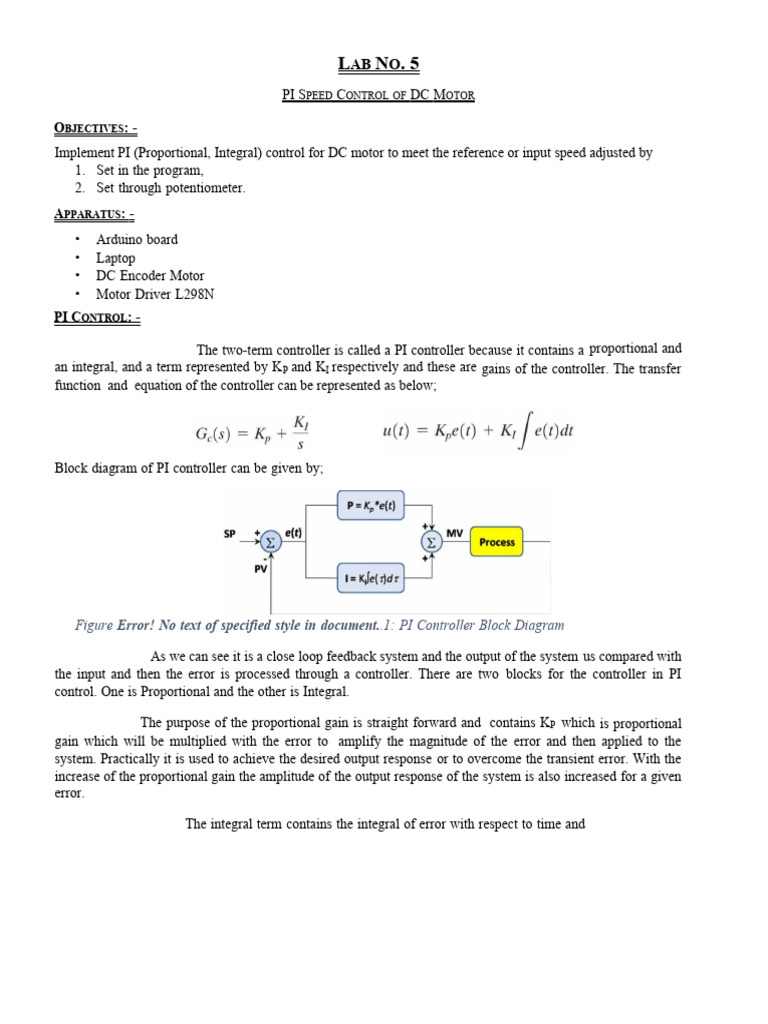 Lab 5 Control | PDF | Control Theory | Electrical Engineering